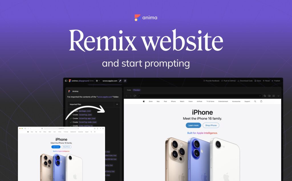 Remix website: Turn any website into React or HTML code instantly - Anima Blog